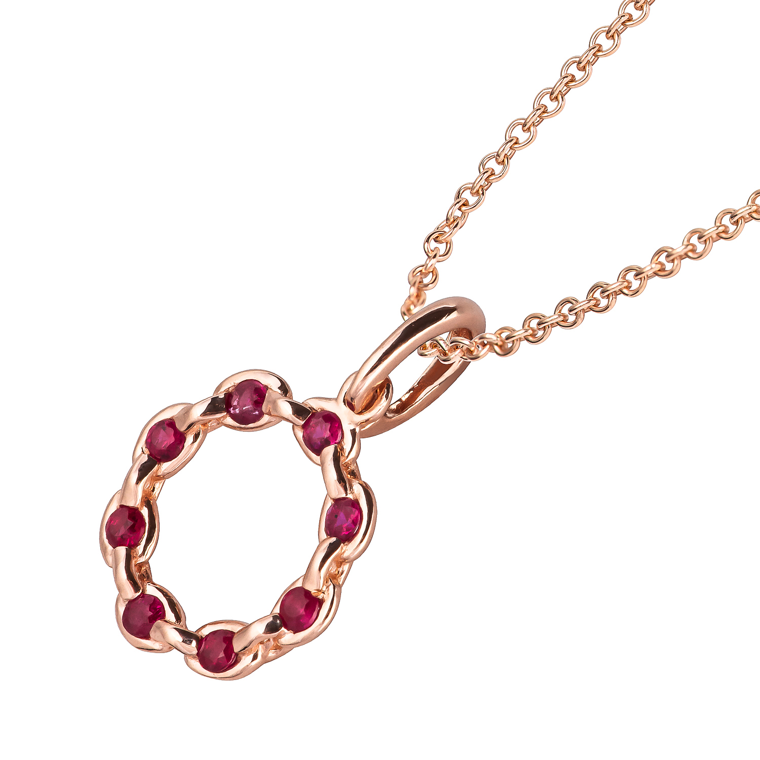 10k Rose Gold Genuine Round Ruby Circle Pendant Necklace | eBay